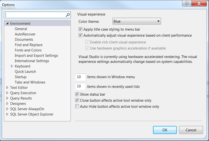SQL Server Management Studio 2016 Productivity Enhancements