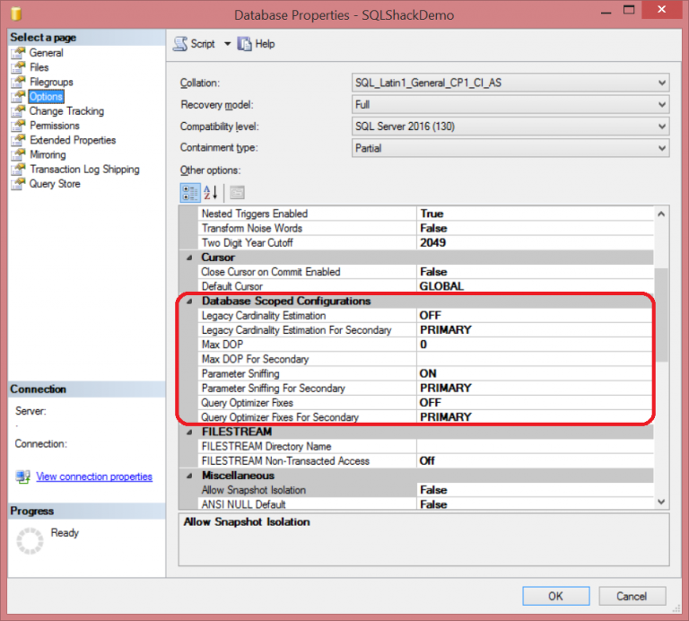SQL Server 2016 Database Scoped Configuration SQL Server 2016 Database Scoped Configuration