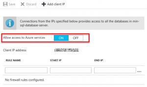 Configuring the Azure SQL Database Firewall