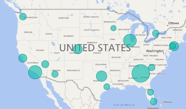 How To Create Geographic Maps Using Power Bi Filled And Bubble Maps