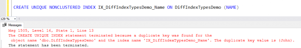 Working with different SQL Server indexes types