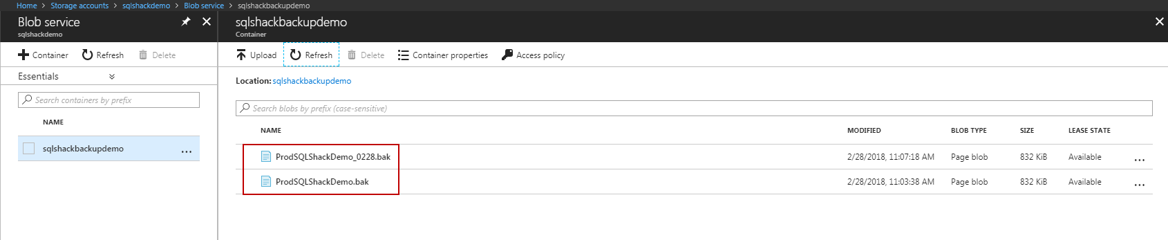SQL Server Database Backup and Restore operations using the Cloud