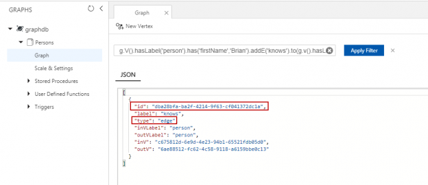 Graph database implementation with Azure Cosmos DB using the API