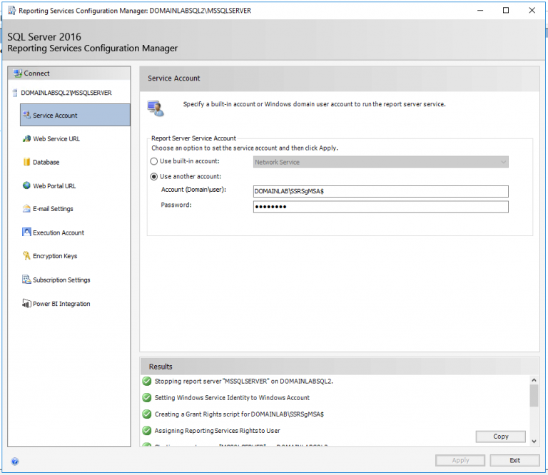How to secure Reporting Services with Group Managed Service Accounts