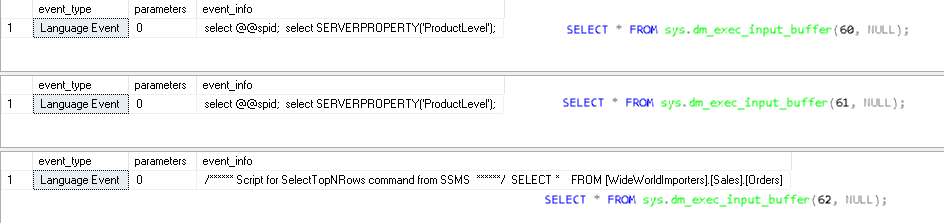 Overview of DBCC INPUTBUFFER and sys.dm_exec_input_buffer DMF