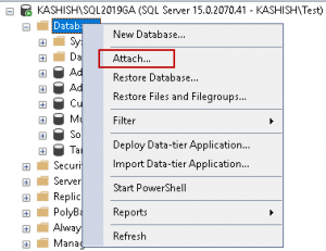 Move a SQL database using the detach and attach method
