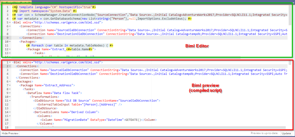 Extending Biml with C# scripts