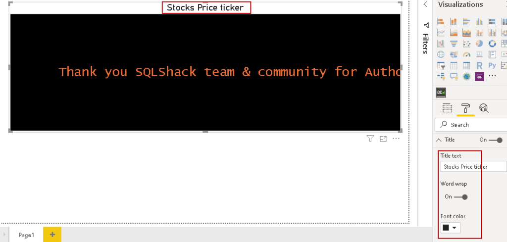 Scroller visual for Stock price movements in Power BI Desktop