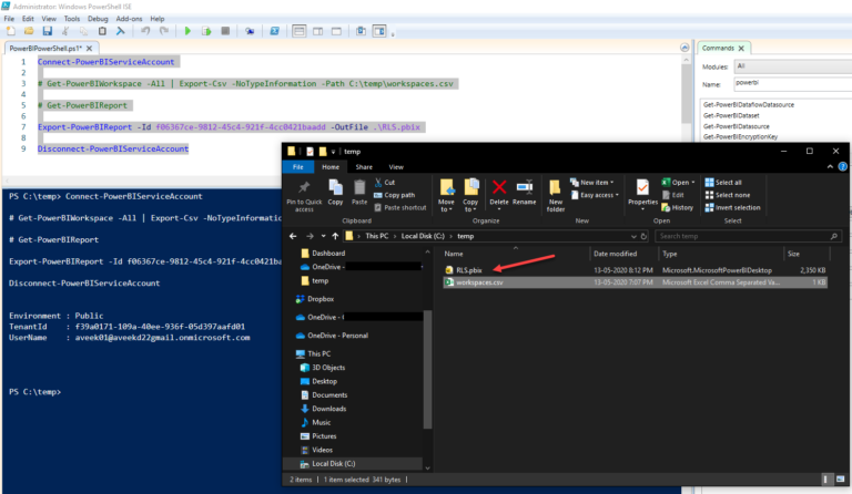 Programmatic access to Power BI PowerShell commandlets