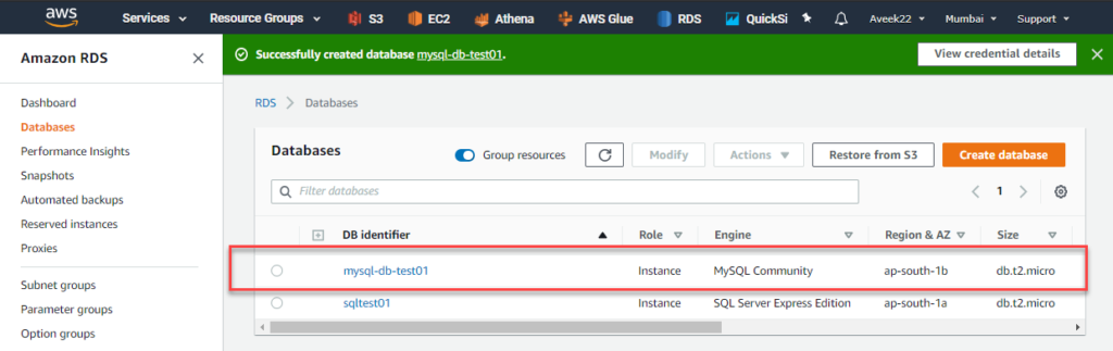 How to configure an Amazon RDS environment for MySQL