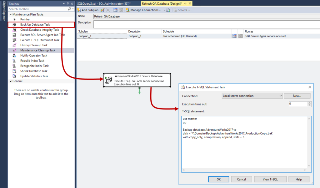 Refresh A SQL Database Using The Maintenance Plan