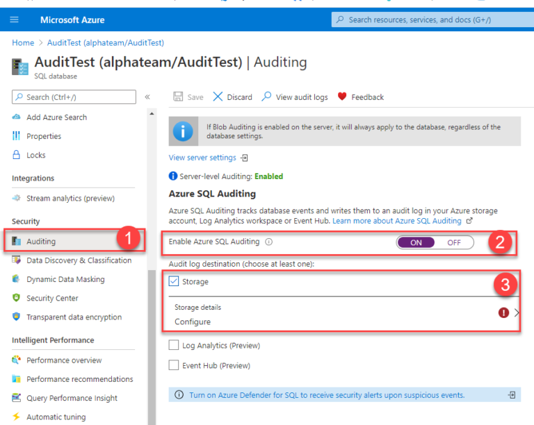 Getting Started With Azure Sql Database Auditing Using Blob Storage 5642