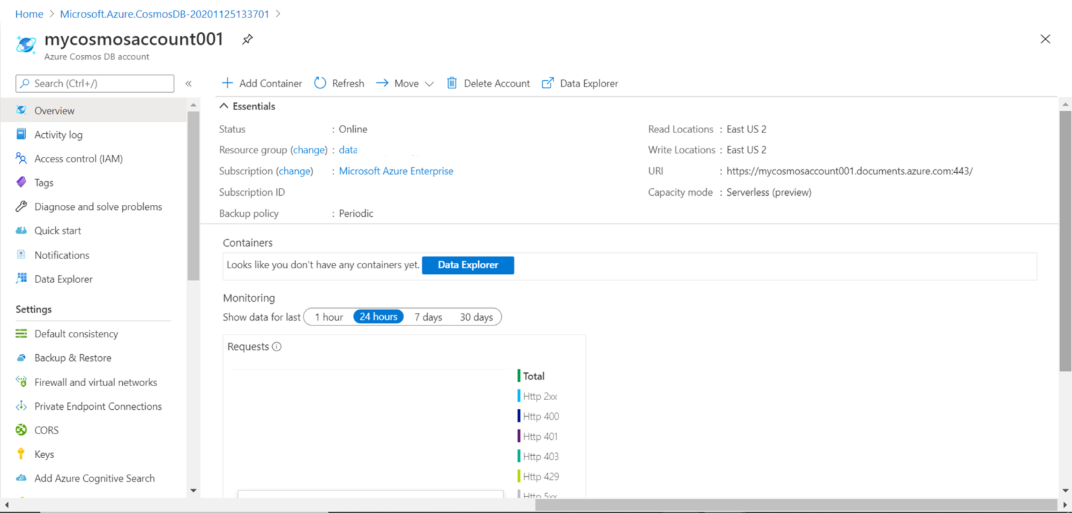 Getting started with Azure Cosmos DB Serverless