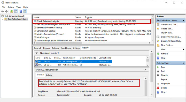 Automate Consistency Checks Of Sql Database Using Windows Task Scheduler