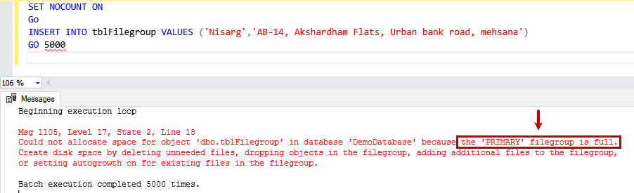 Resolving SQL Server Errors The Primary Filegroup Is Full