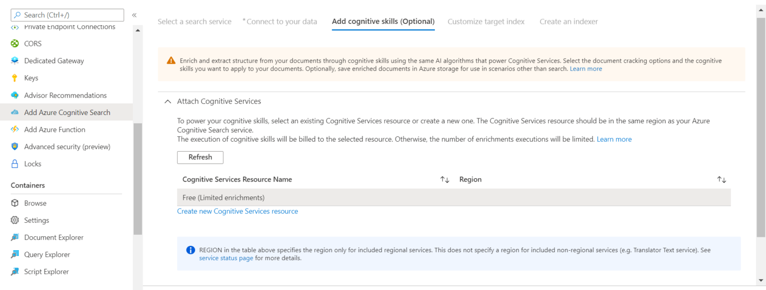 Importing Azure Cosmos DB data in Azure Search