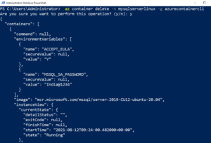 Create Azure Container Instances for SQL Server 2019 using Azure CLI