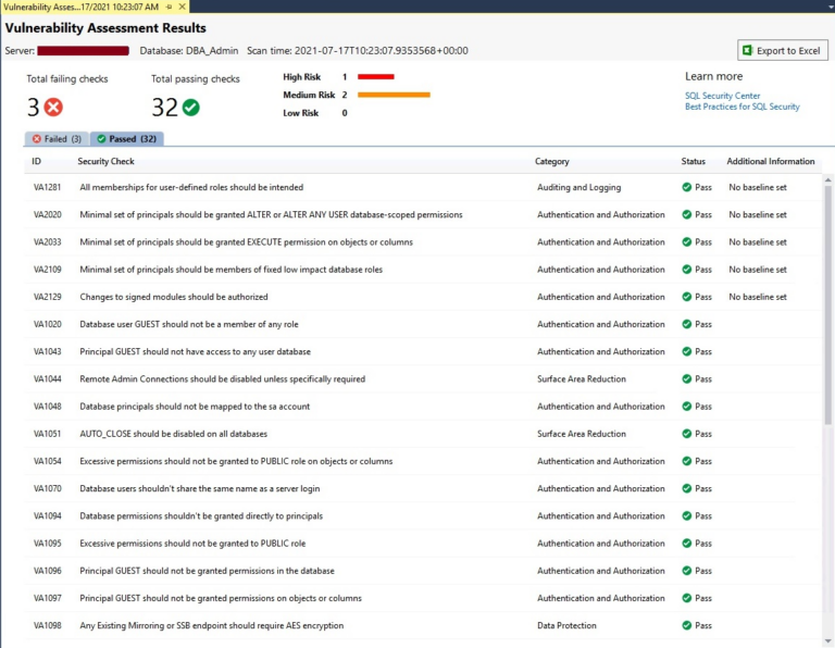Database security testing using SQL Server Vulnerability Assessments Database security testing using SQL Server Vulnerability Assessments