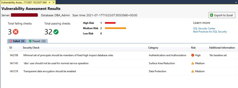 Database Security Testing Using Sql Server Vulnerability Assessments