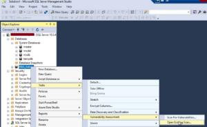Database security testing using SQL Server Vulnerability Assessments