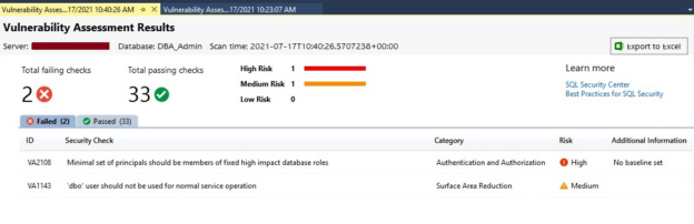 Database Security Testing Using Sql Server Vulnerability Assessments