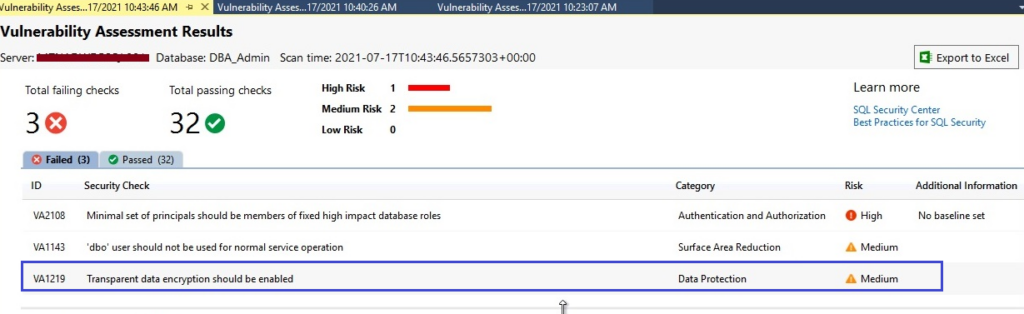 Database Security Testing Using Sql Server Vulnerability Assessments