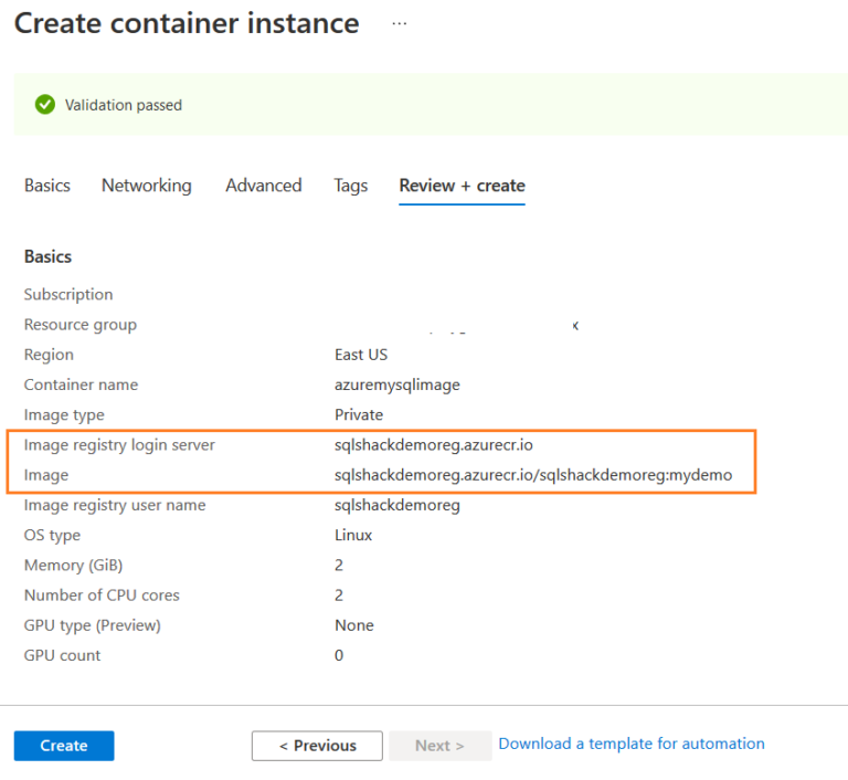 Setting up customized SQL Server images using Azure Container Registry and Azure Container Instances