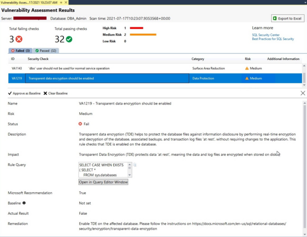 Database Security Testing Using Sql Server Vulnerability Assessments
