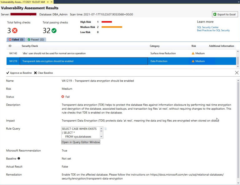 Database security testing using SQL Server Vulnerability Assessments Database security testing using SQL Server Vulnerability Assessments