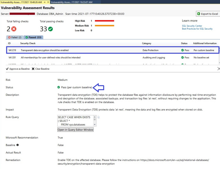 Database Security Testing Using Sql Server Vulnerability Assessments