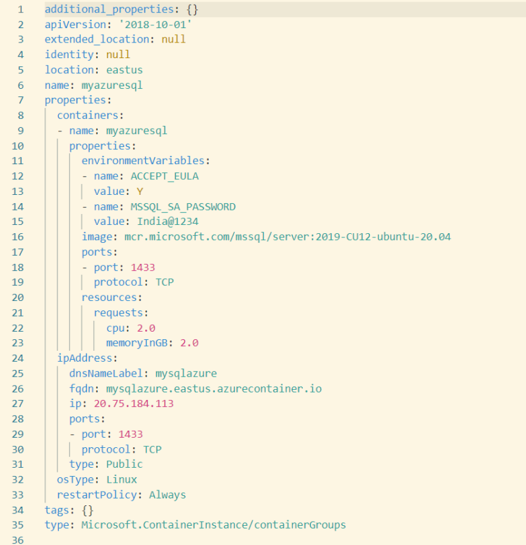 Deploying Azure Container Instances using YAML