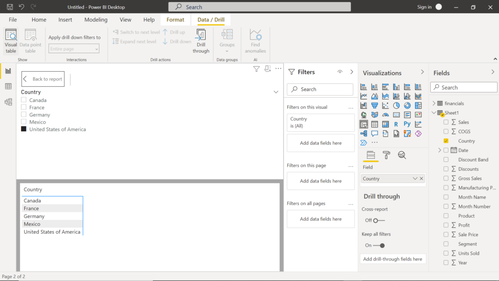 Filtering data using Slicers in Power BI Reports