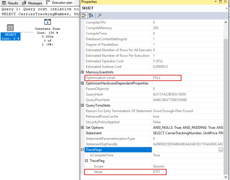 SQL Server Trivial Execution Plans