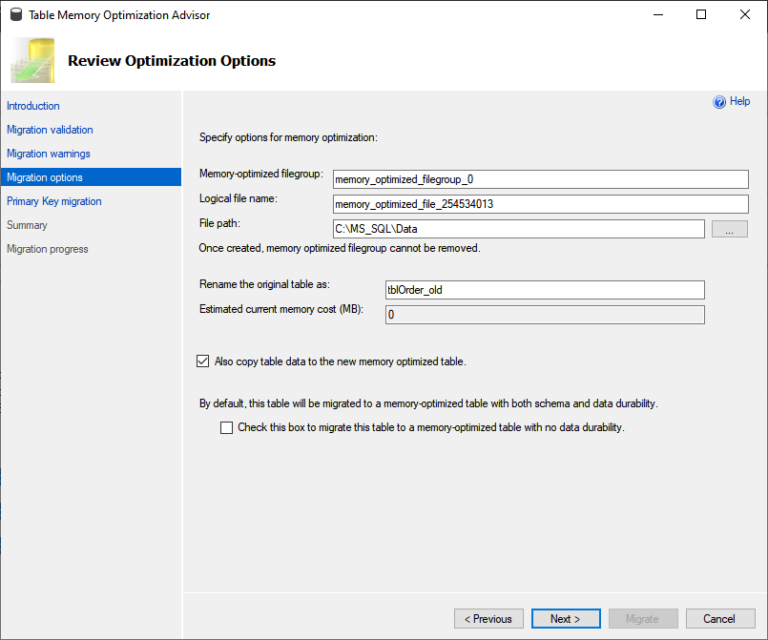 Migrate Tables With A Foreign Key To Memory Optimized Tables Of Sql Database
