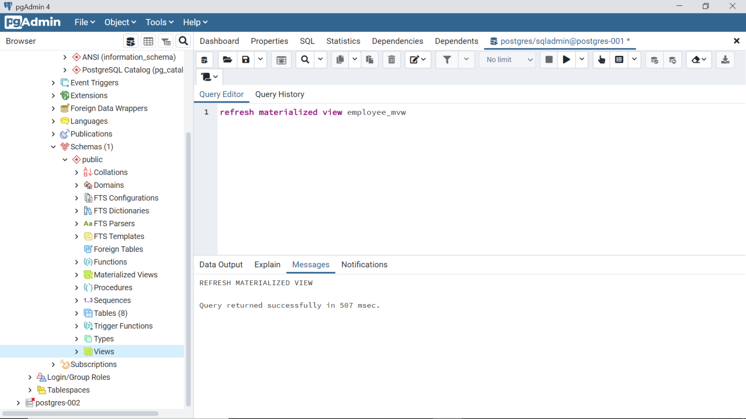 Working with views in Azure Database for PostgreSQL