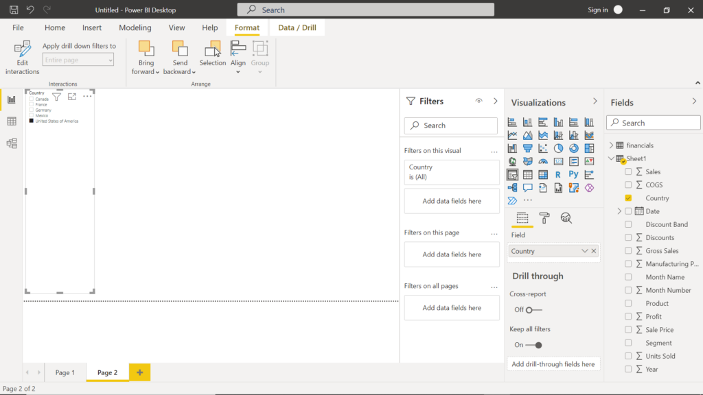 Filtering data using Slicers in Power BI Reports