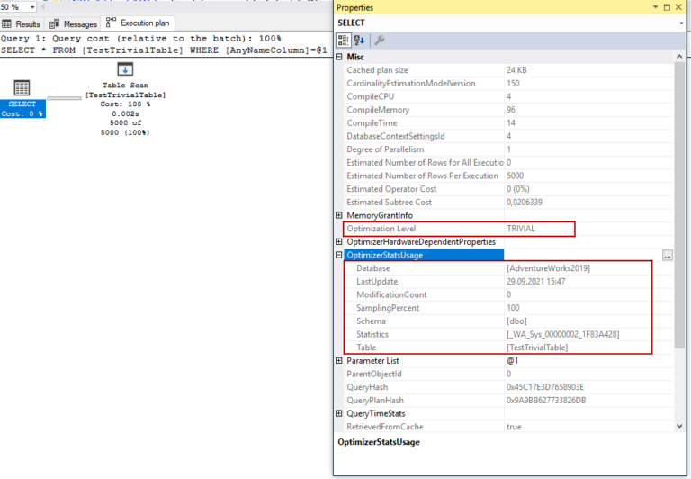 SQL Server Trivial Execution Plans