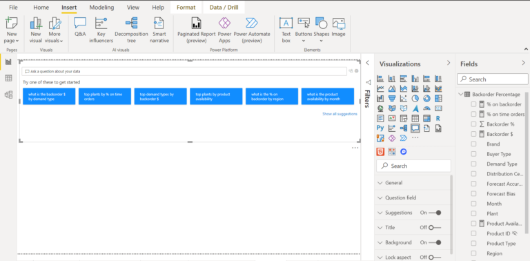 Natural Language based data exploration in Power BI