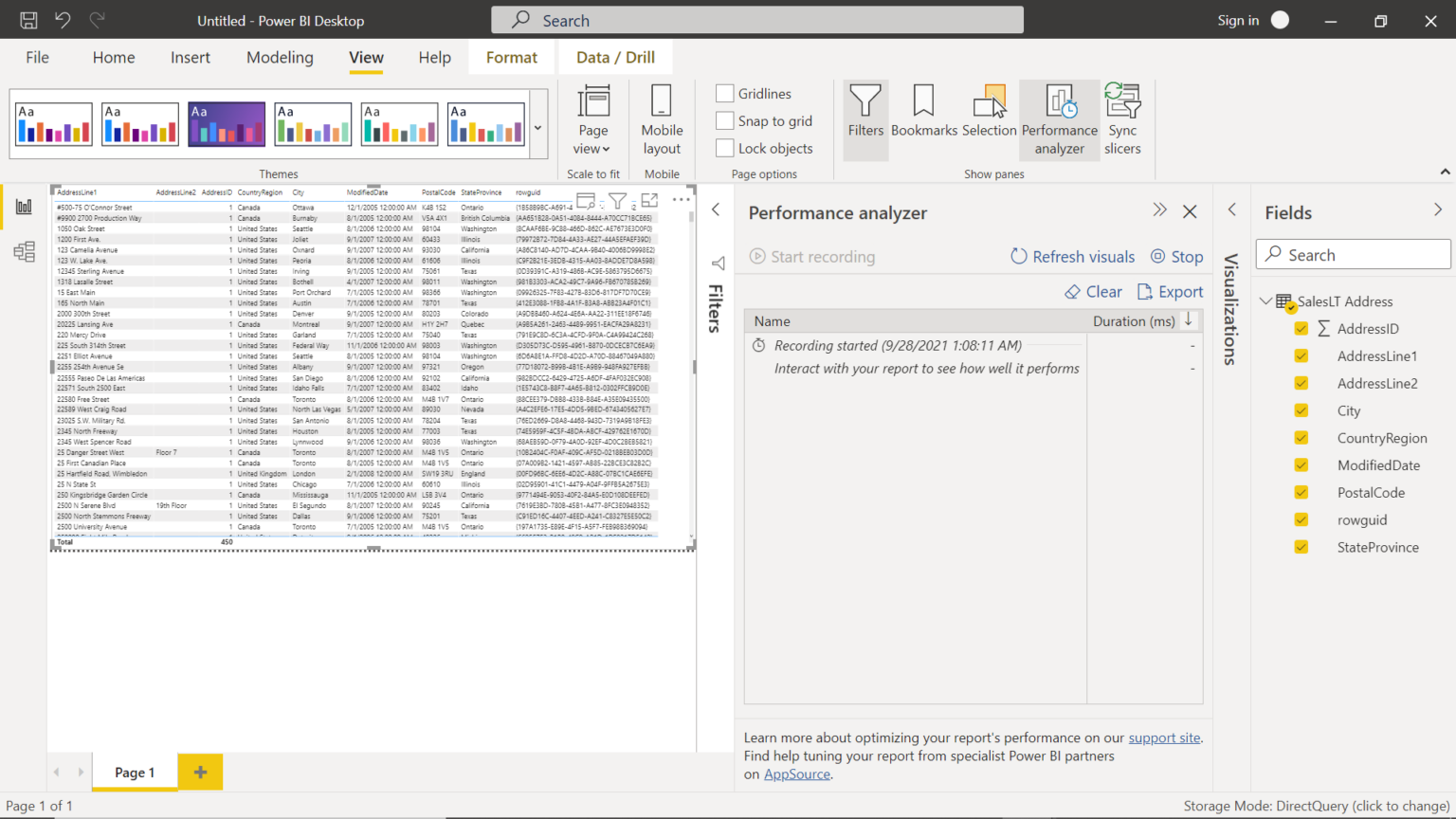 Analyzing report performance of Power BI Desktop reports