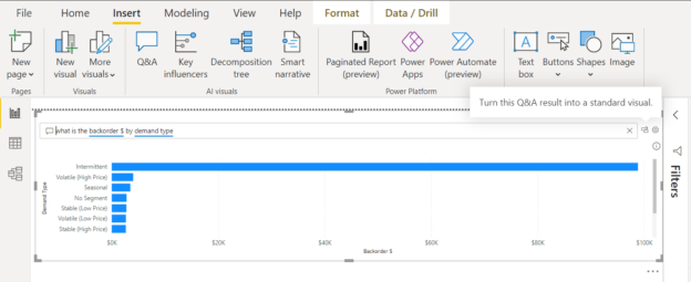 Natural Language based data exploration in Power BI