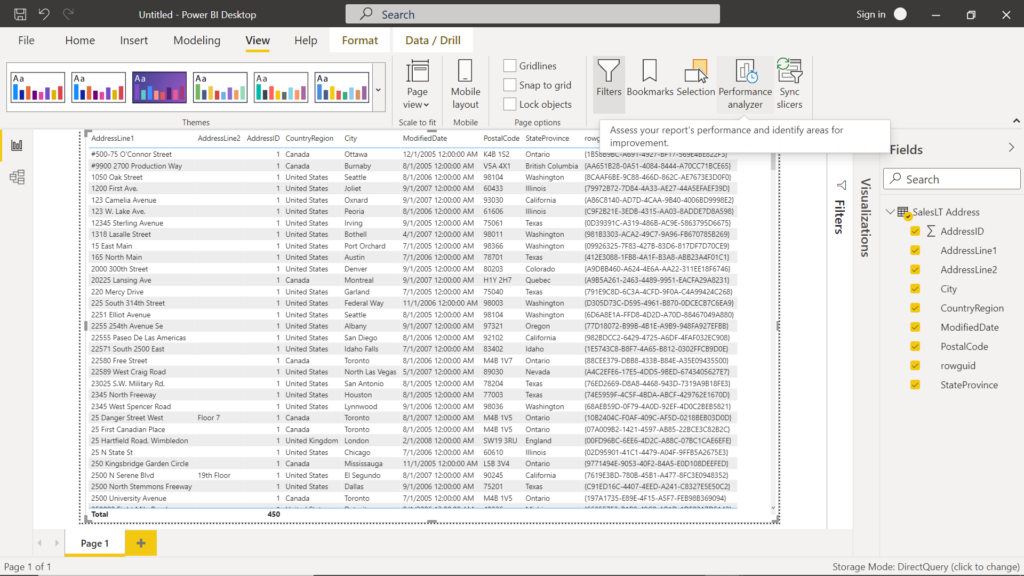 Analyzing report performance of Power BI Desktop reports