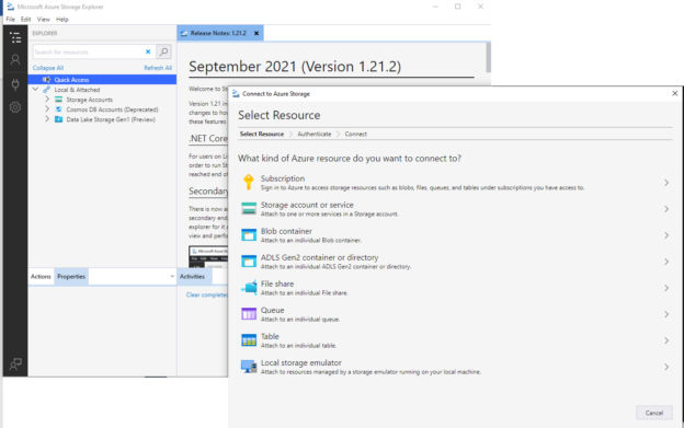 Getting started with Azure storage explorer