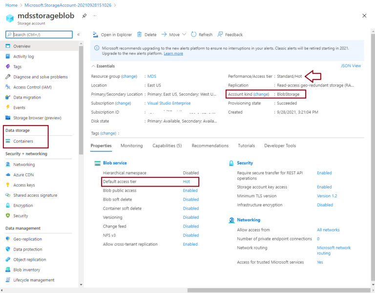 Upgrade an Azure blob storage account type from BlobStorage or GPv1 to GPv2