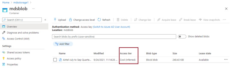 Change Access Tiers of a blob and Azure storage account