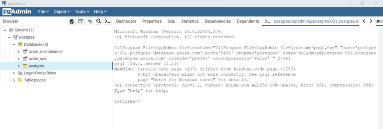 Using Psql Tool With Azure Database For Postgresql