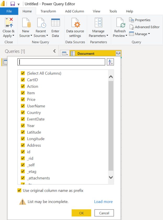 Reporting data from Azure Cosmos DB using Power BI