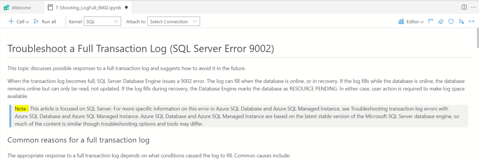 Notebook Views for SQL Notebooks in Azure Data Studio