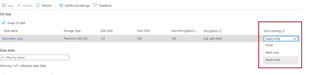 Importance of Disk Caching in Azure storage disks for SQL Server workloads