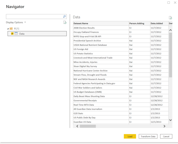Import data using R in Power BI
