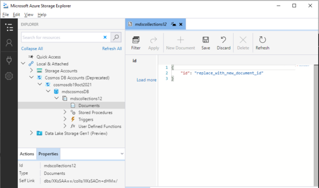 Managing Cosmos DB using Azure storage explorer